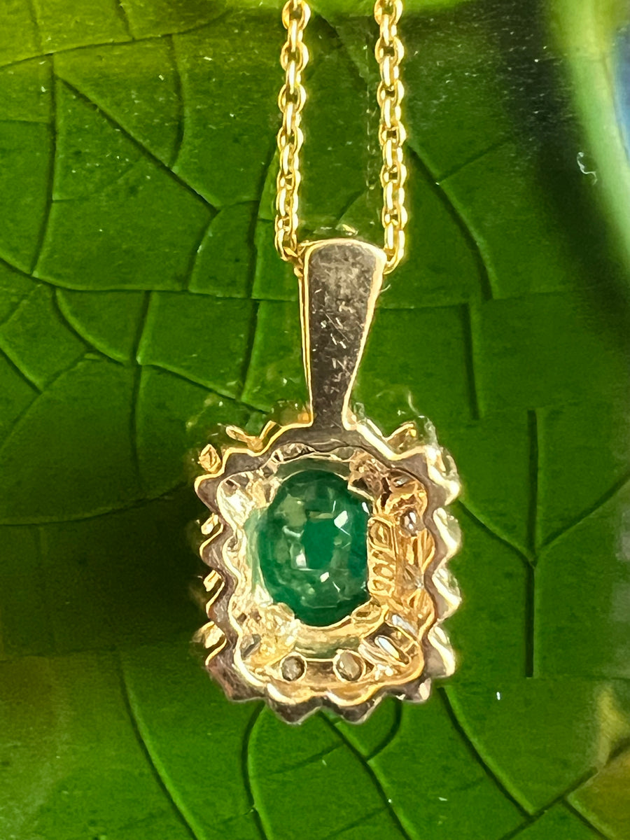 Emerald and Diamond Pendant. – Bilkey & Co